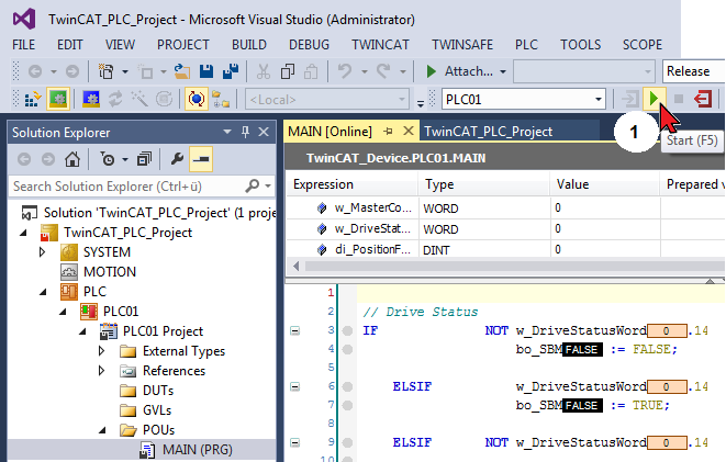 TwinCAT 3 project with CODESYS PLC